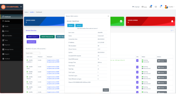 CCcam Panel | Sat-Cable CCcam Oscam Reseller Panel